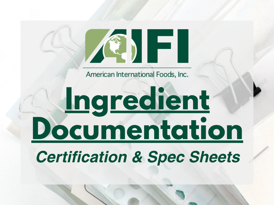 Ingredient Documentation | Certification & Spec Sheets | AIFI